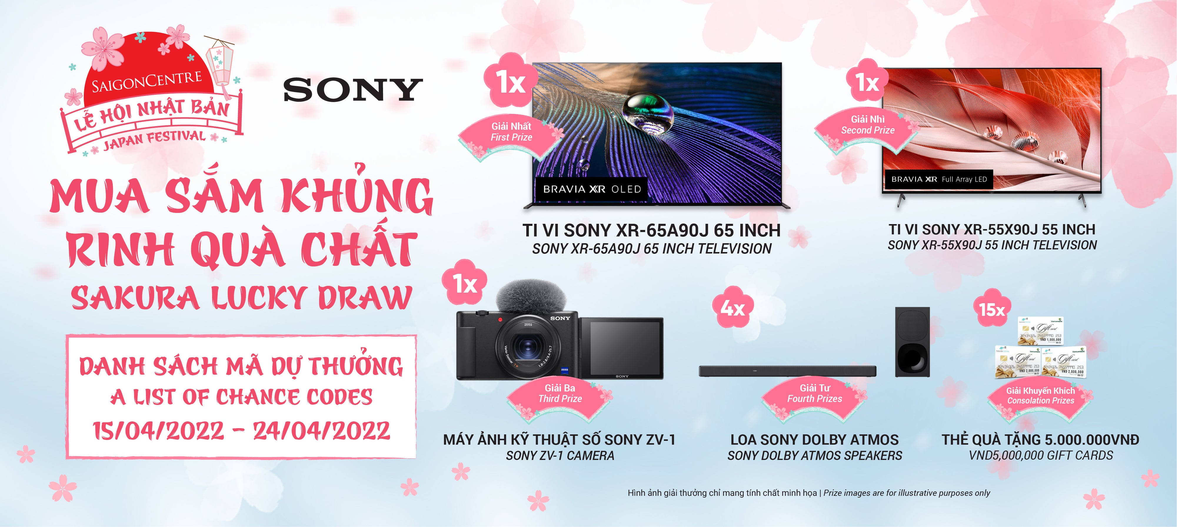 LIST OF CHANCE CODES FOR SAKURA LUCKY DRAW PROMOTION Saigon Centre